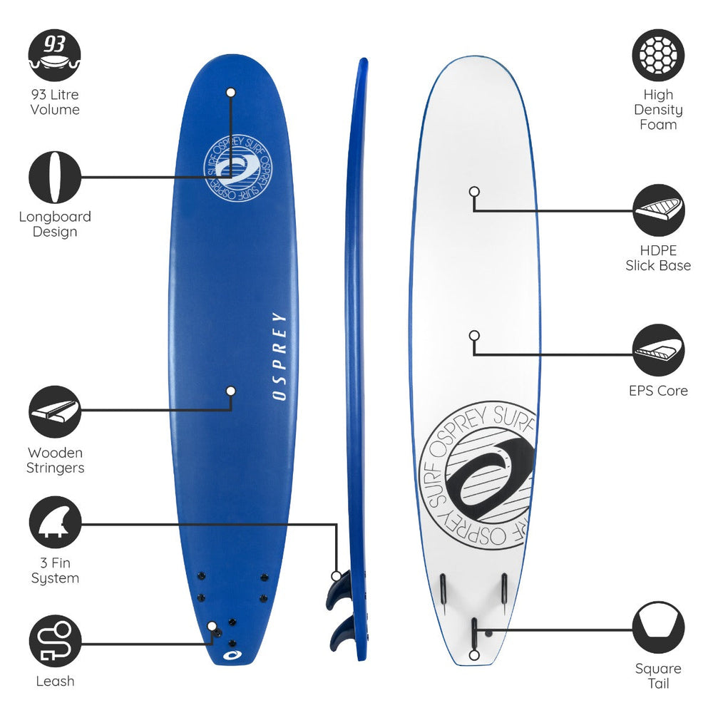 9ft 3in Foamie - Blue | Beginner Surfboards | Osprey