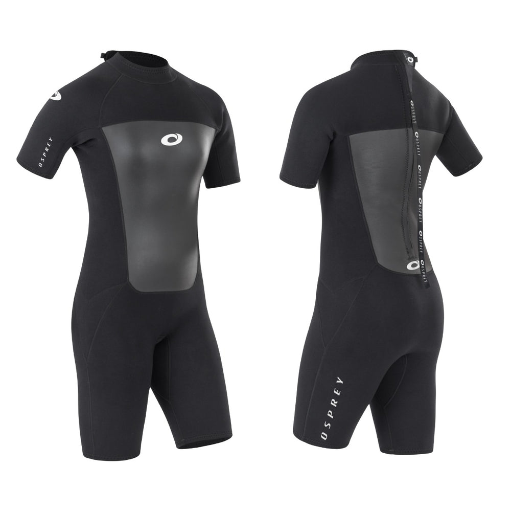 Womens 3mm Shorty Wetsuit - Black | Summer Surf | Osprey