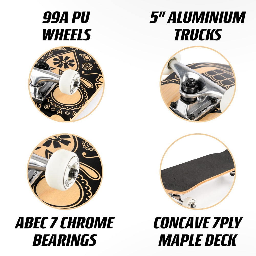 31" x 8" Complete Skateboard - Candy Skull | Skate & Cruise | Osprey
