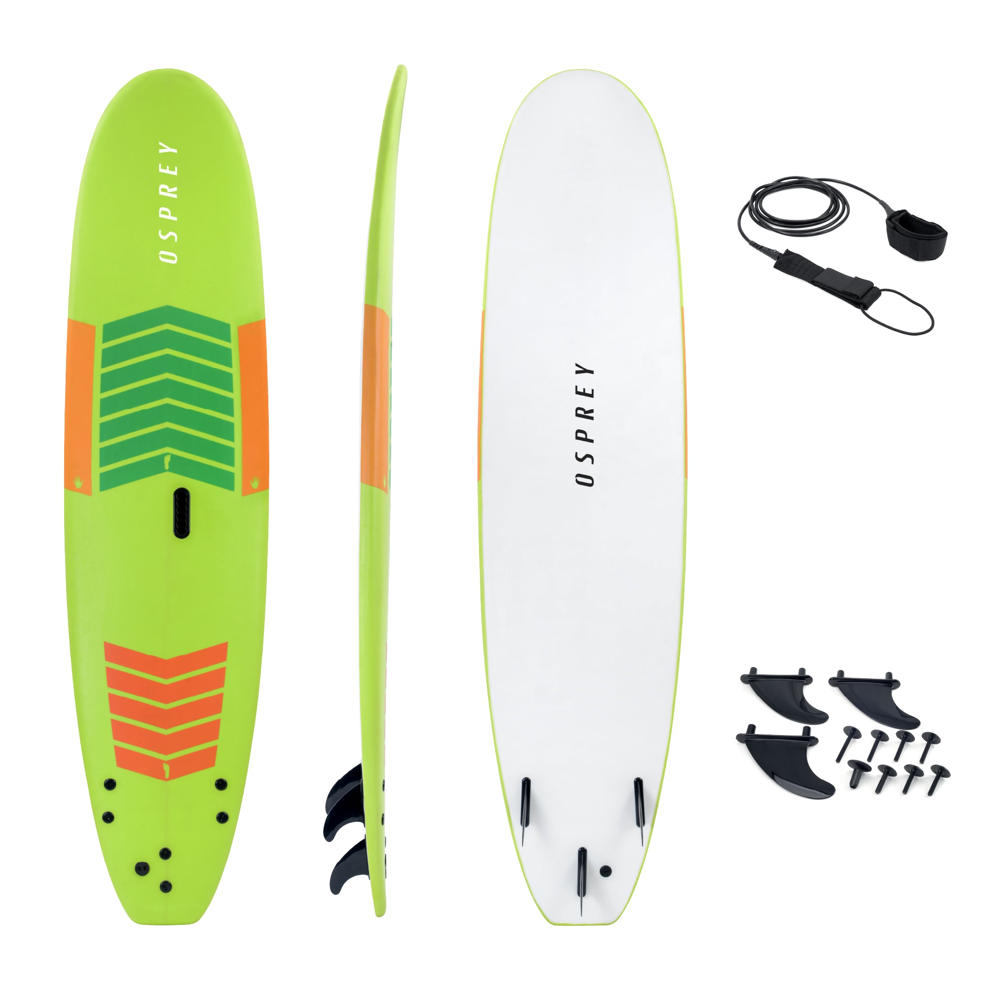 8ft 2in Learn To Surf Foamie - Green | Beginner Surfboards | Osprey