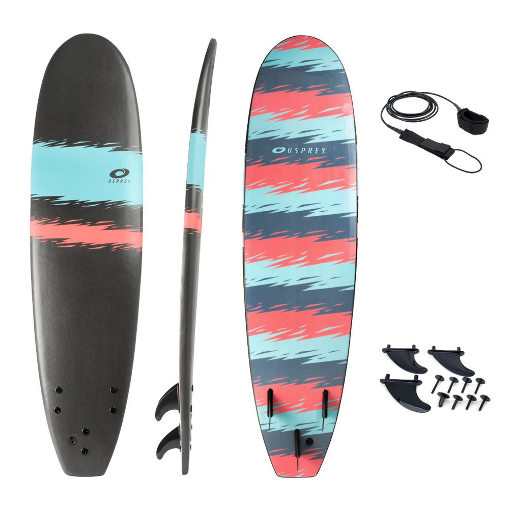 9ft 3in Foamie - Black Jagged Stripe | Beginner Surfboards | Osprey