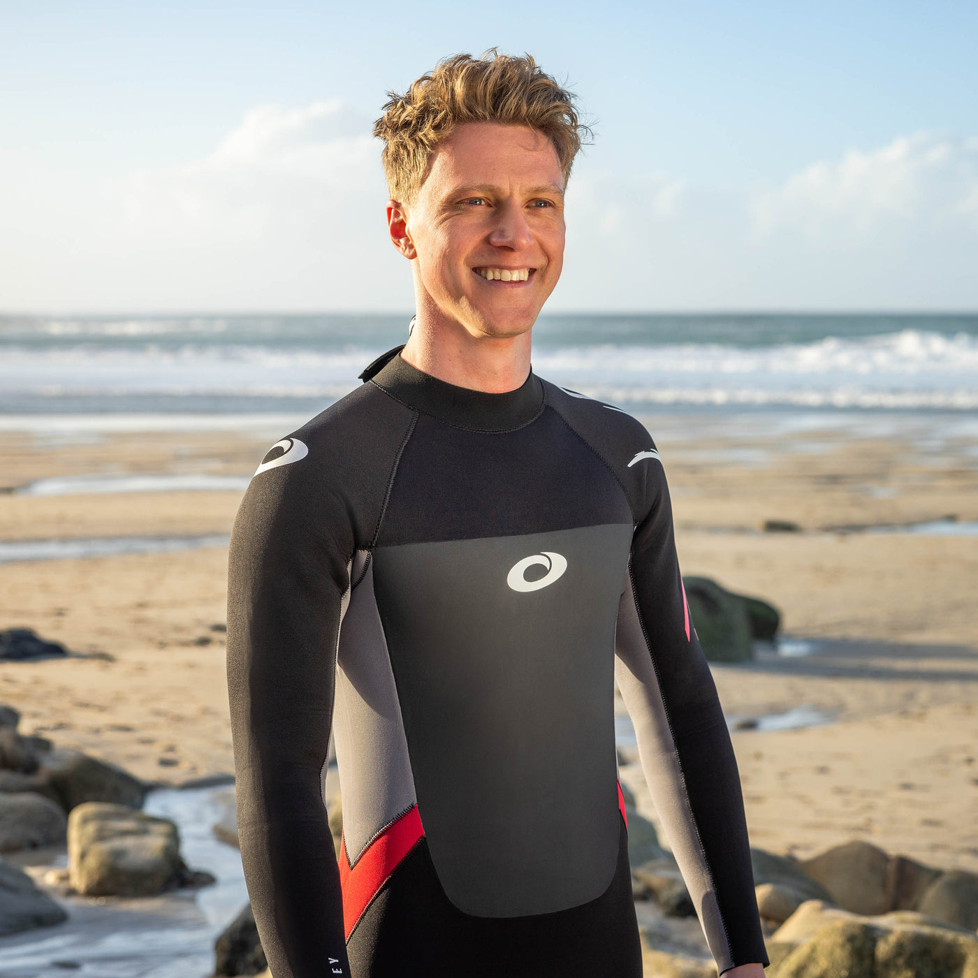 Mens 5mm Full Wetsuit - Red | Winter Surf | Osprey