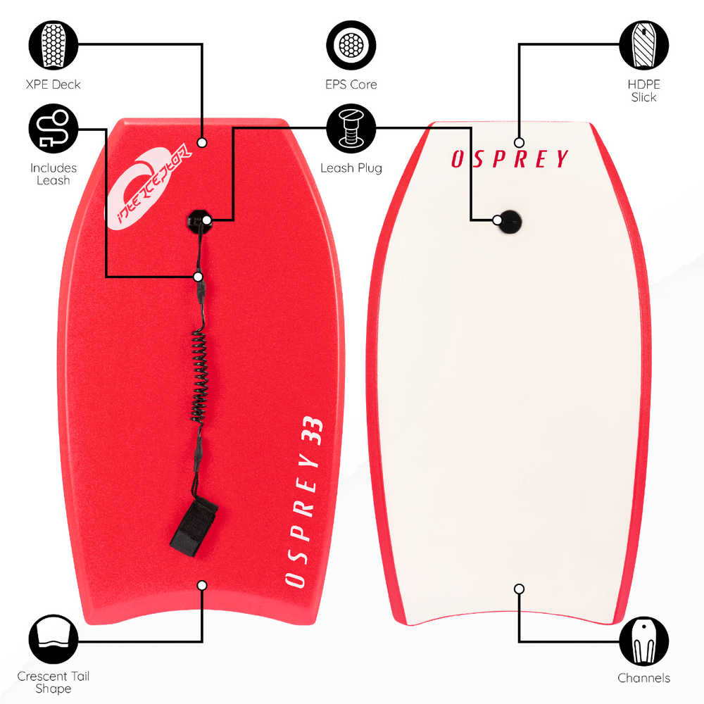 33” Kids Bodyboard – Interceptor Red | Watersports | Osprey