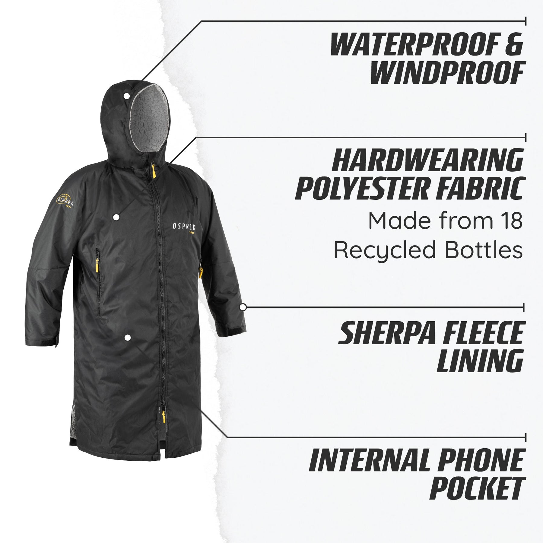 Adult Changing Robe - Black | Surf Accessories | Osprey
