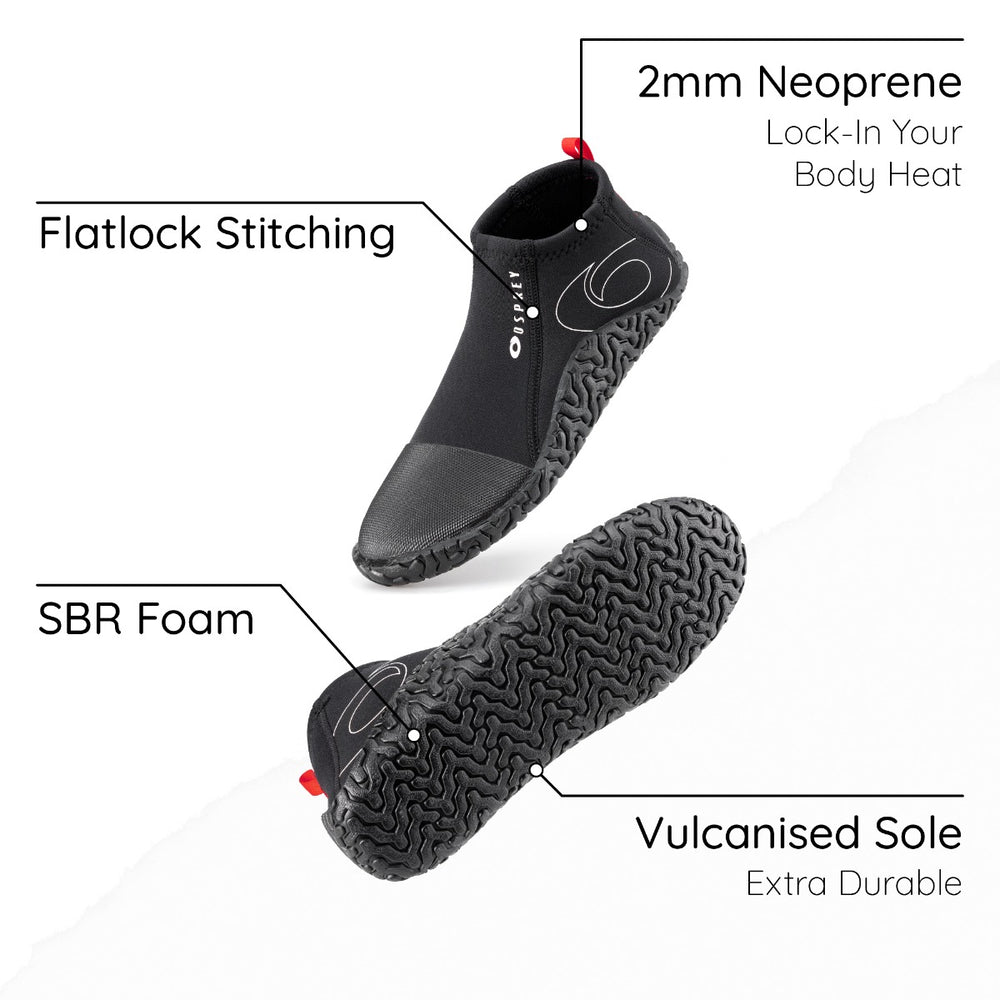 Adult 2mm Reef Shoes - Black | Surf Accessories | Osprey
