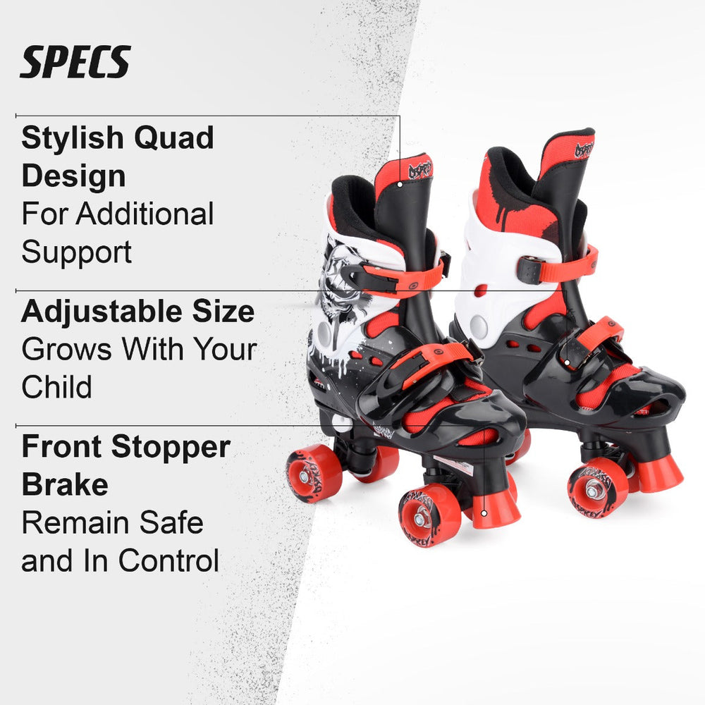 Kids Adjustable Quad Roller Skates - Red | Osprey